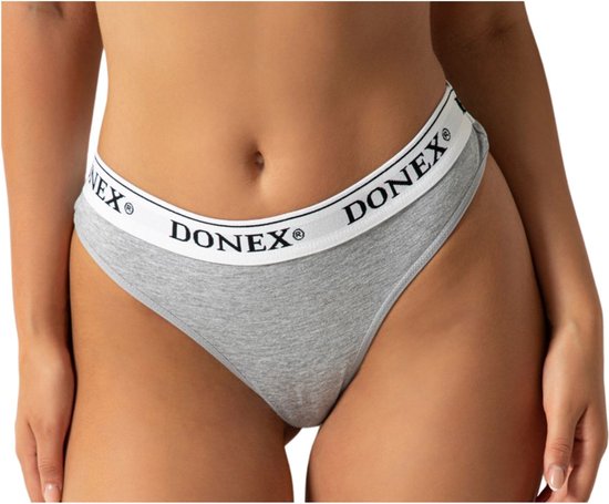 3 Pack DONEX® dames string - Katoen - Grijs - Maat XL | bol