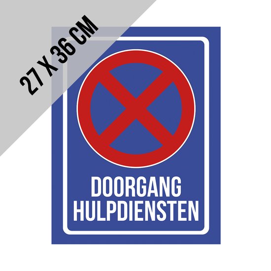 Pictogram/ bord | "Doorgang hulpdiensten" | 27 x 36 cm | Dikte: 2 mm ...