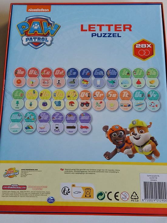 Paw patrol letter puzzel, Puzzel paw patrol, puzzel, paw patrol, kinder ...