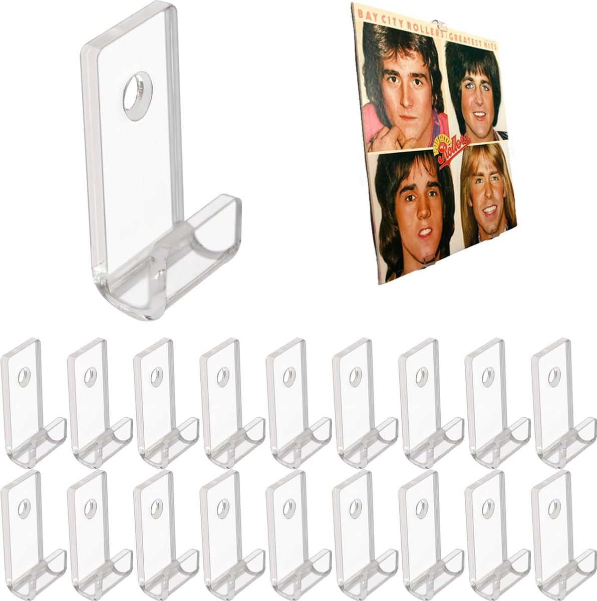 Platenwandmontageplatenplank 18-delige set, acryl platenrek, platenrek ...