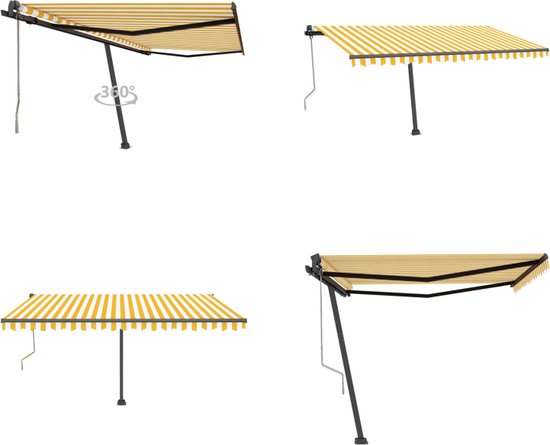 vidaXL Luifel vrijstaand automatisch 450x350 cm geel en wit ...