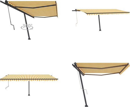 vidaXL Luifel vrijstaand automatisch 500x350 cm geel en wit ...