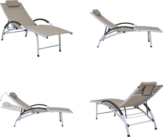vidaXL Ligbed aluminium en textileen taupe - Ligbed - Ligbedden ...
