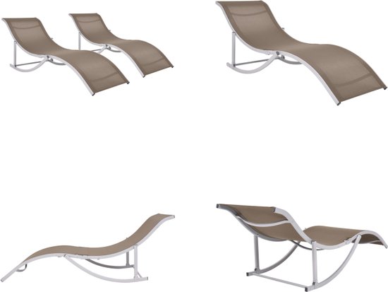 vidaXL Ligbedden inklapbaar 2 st textileen taupe - Ligbed - Ligbedden ...