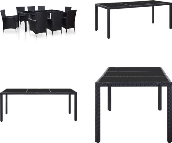 vidaXL 9-delige Tuinset poly rattan zwart - Tuintafel En Stoel ...