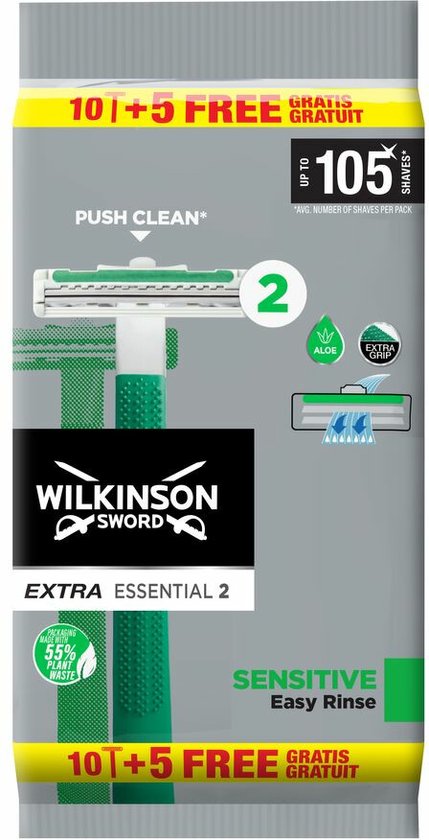 Wilkinson Extra Essential 2 Sensitive - Wegwerpscheermesjes - 15 stuks ...