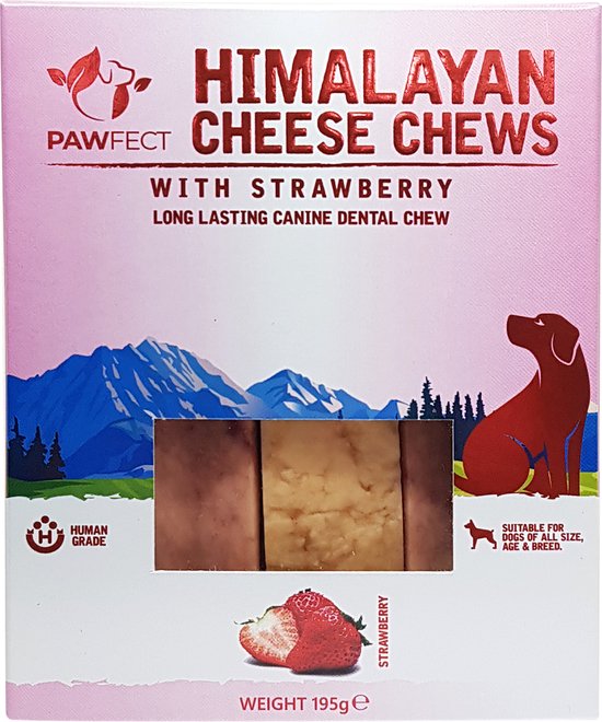 Pawfect chew yakstaaf Aardbei Medium 3 x 65 gr. | Tandverzorgende ...