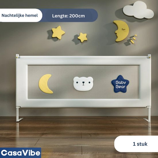 CasaVibe Bedhekje - Bedrail - Baby - Kinderen - Bedrand - 2 Meter Lang ...