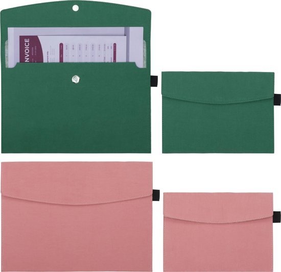 Belle Vous (4 Pak) Groen/Roze Polyester Vezel Bestandsmappen - Papieren ...