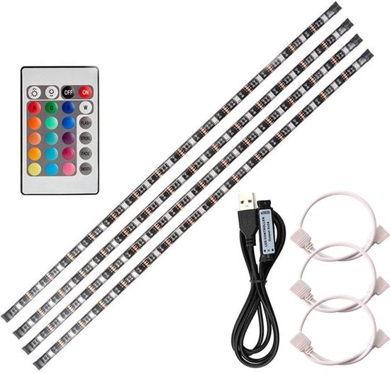 Flexibele USB LED-stripverlichting Set - 4x 50cm - Met Mini ...
