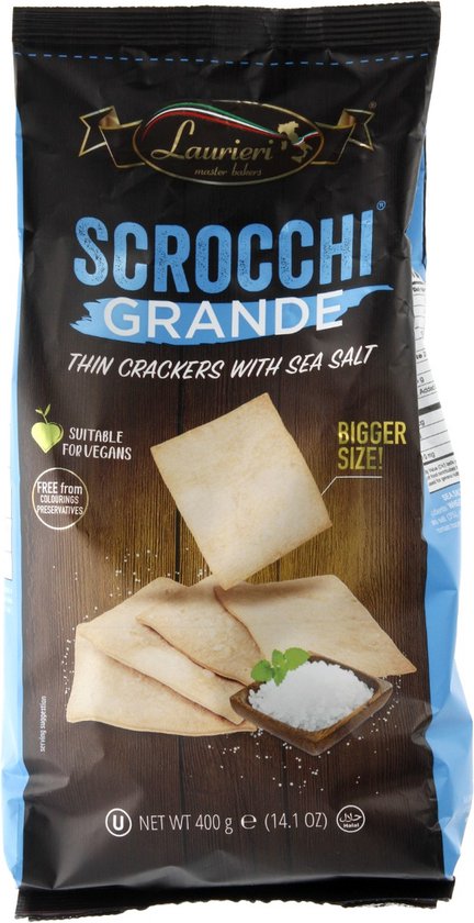 Laurieri Thin crackers with sea salt grande 400 gram | bol