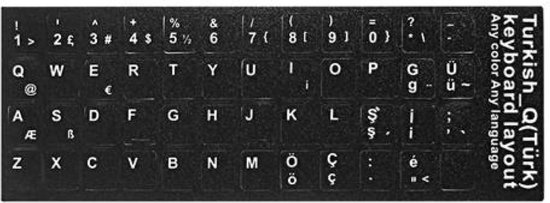 Turkse Toetsenbord Stickers- Qwerty - Turkse Leren - Keyboard Stickers ...