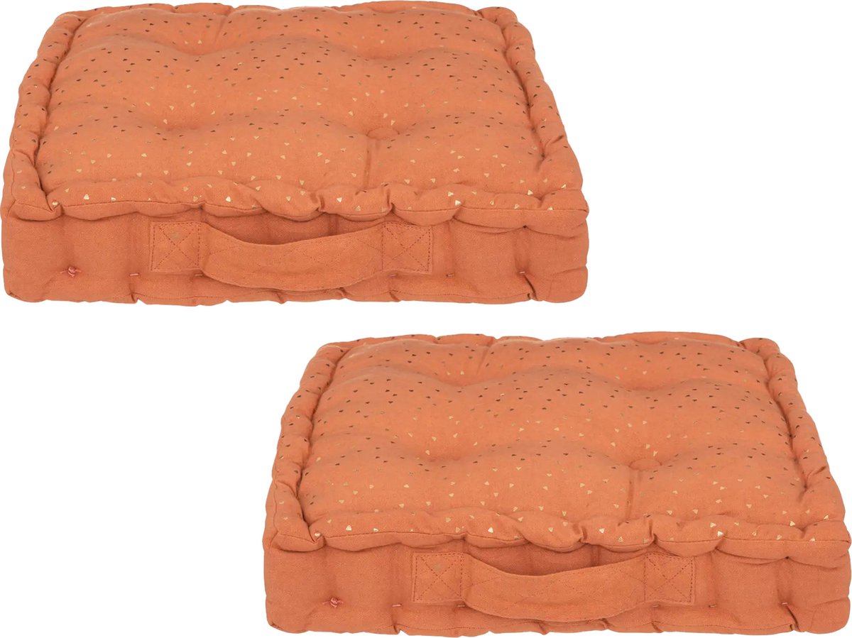 Atmosphera Vloerkussen Nepal - 2x - steenrood - met glitters - 40 x 40 ...