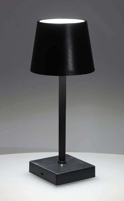 LED Tafellamp - Zwart - USB Oplaadbaar - Draadloos - Touch Schakelaar ...