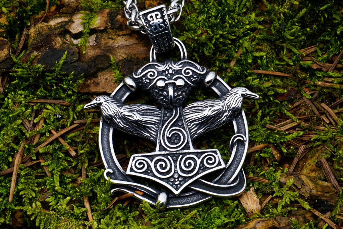 [Two Ravens] Viking Ketting - Thor's Hamer met Raven - Thor Hamer ...