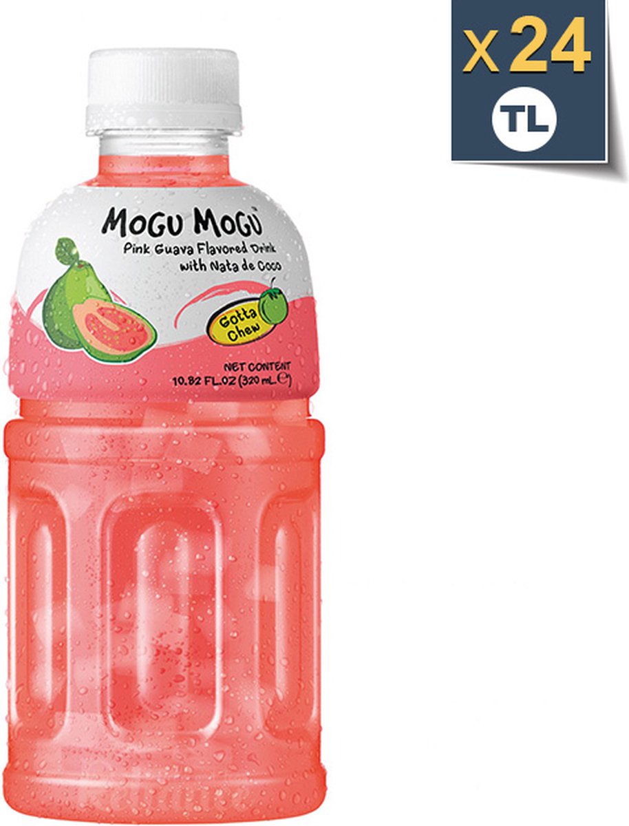 Mogu Mogu Pink Guava - 24x320ml - Guave sap - 1 tray van 24 stuks | bol