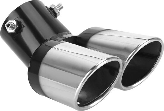 VCTparts® Dubbele Uitlaat Chrome Aflopend 60mm Kopstuk / Eindstuk RVS ...