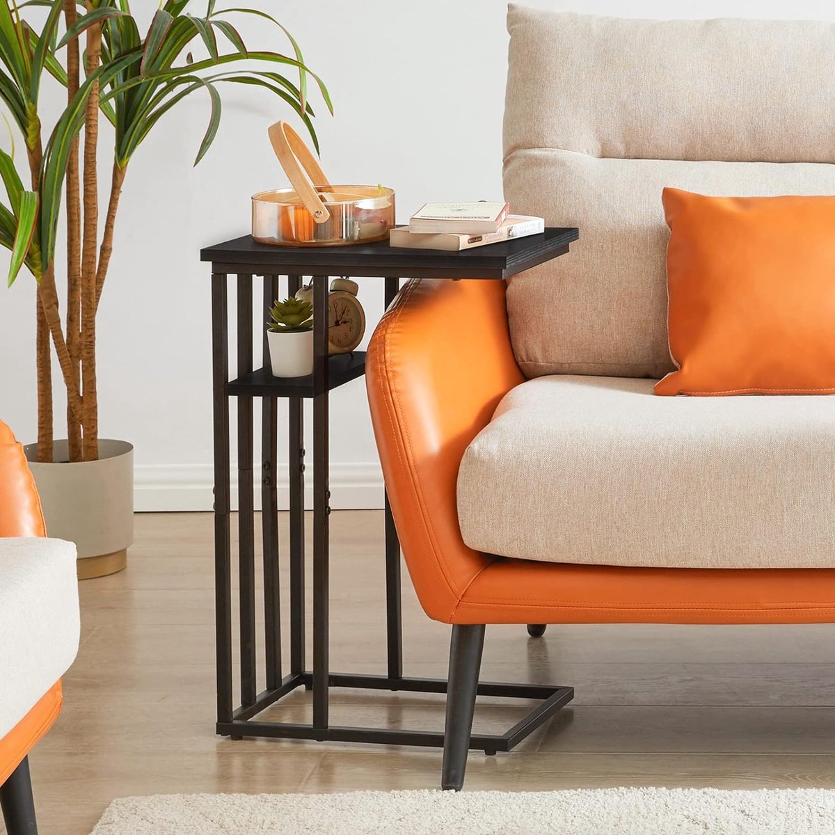 Bijzettafel, C-vorm, laptoptafel, kleine banktafel, banktafel met ...