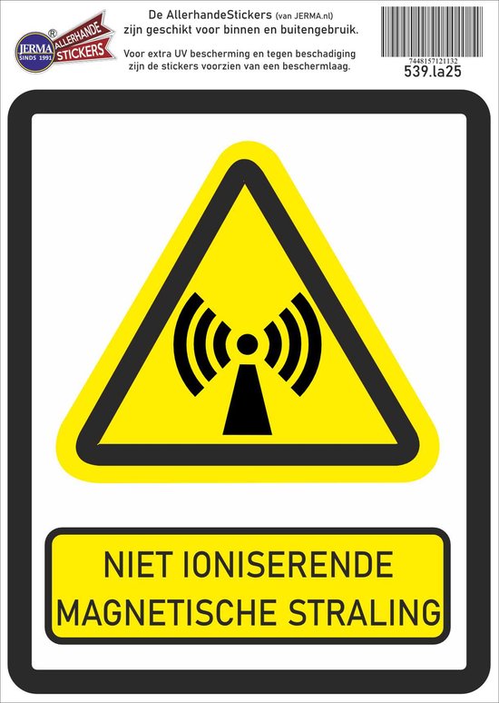 Magnetische straling waarschuwing sticker. | bol