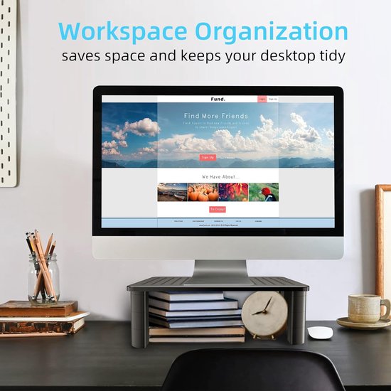 Monitorstandaard, 4 in hoogte verstelbare schermverhogers ...