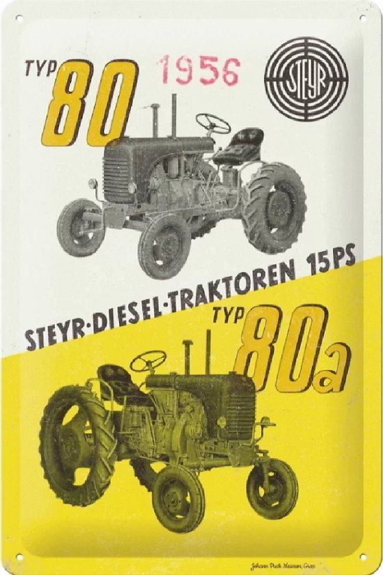 Steyr Diesel TractorsType 80 & 80a. Metalen wandbord 20 x 30 cm. | bol