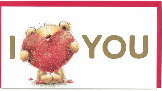 Wenskaart - Kaart - Valentijn - I Love You - Beer met hart | bol