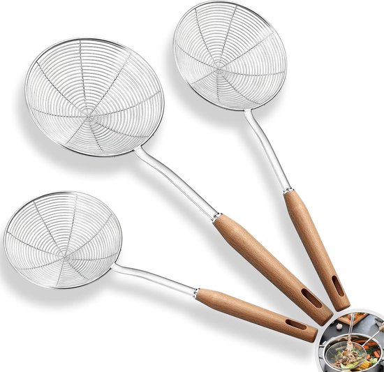 Koken van roestvrij staal, 3 lepels, 5,5, 6,3, 7 inch Spider Sieve ...
