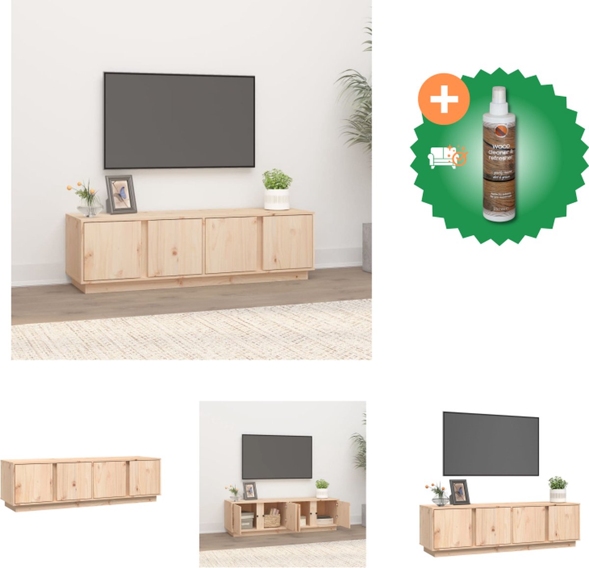 vidaXL TV Kast Grenenhout - 140 x 40 x 40 cm - Trendy design - Kast ...