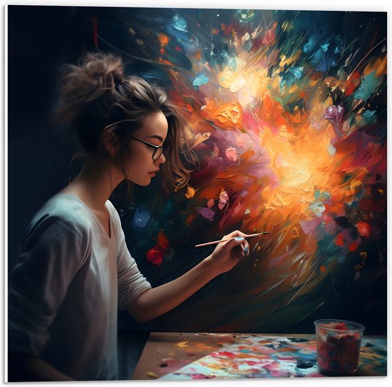 PVC Schuimplaat - Vrouw - Kunst - Verven - Schilderen - Verf - Kleuren ...