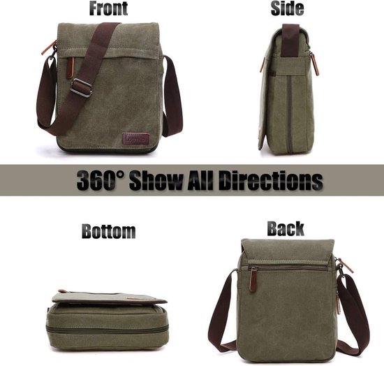 Schoudertassen voor heren, canvas schoudertassen, laptoptas, schooltas ...