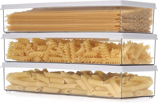 Dunne Pasta & Voedsel Voorraaddozen Containers [3 Pak] Doorzichtige ...