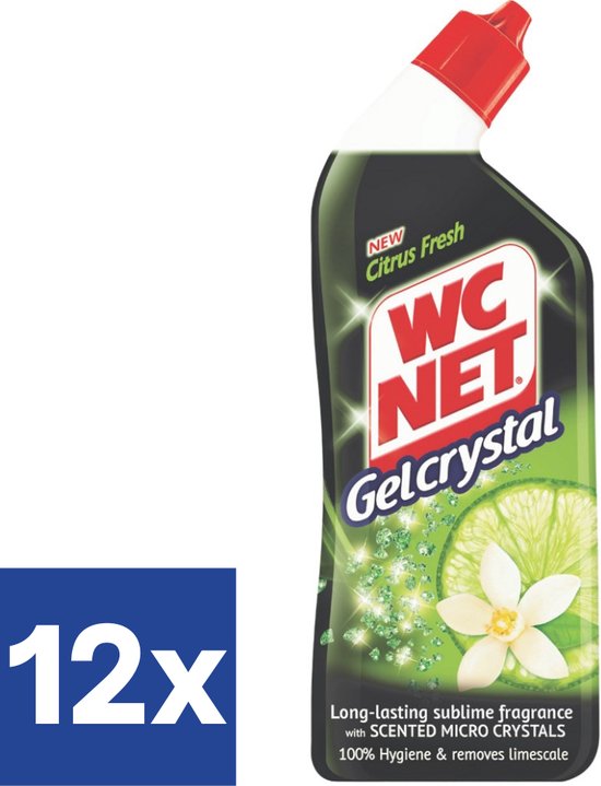 WC Net Toiletreiniger Gel Crystal Citrus Fresh (Voordeelverpakking) - 12 x 750 ml | bol
