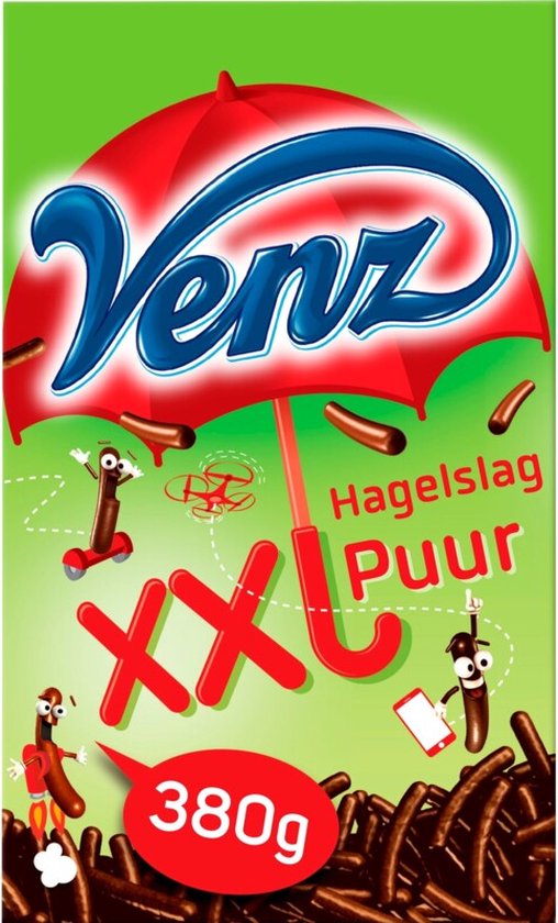 Venz - XXL Hagelslag Puur - 380 g - Doos 9 pak | bol