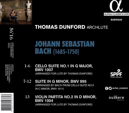 Thomas Dunford - Bach: Music For Lute (CD), Thomas Dunford | Muziek | bol