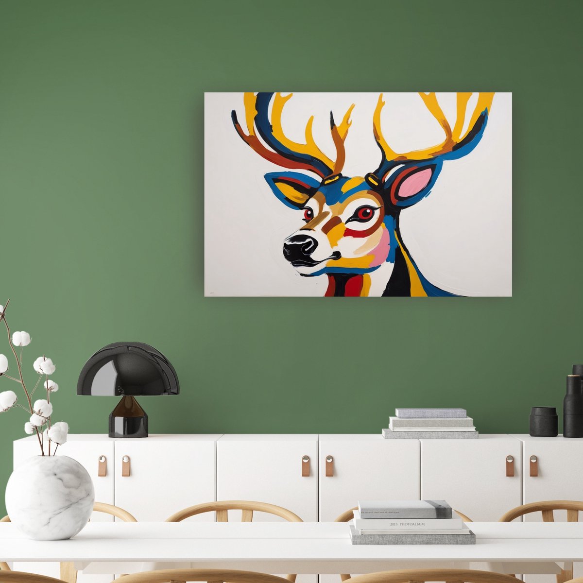Hert kleurrijk poster - Modern poster - Poster hert - Muurdecoratie ...