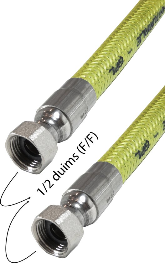 RVS gasslang 1/2" - 200cm - F/F recht - flexibele gegolfde metalen ...