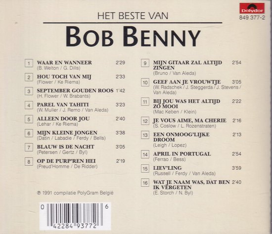 Het Beste Van Bob Benny, Bob Benny | Muziek | bol