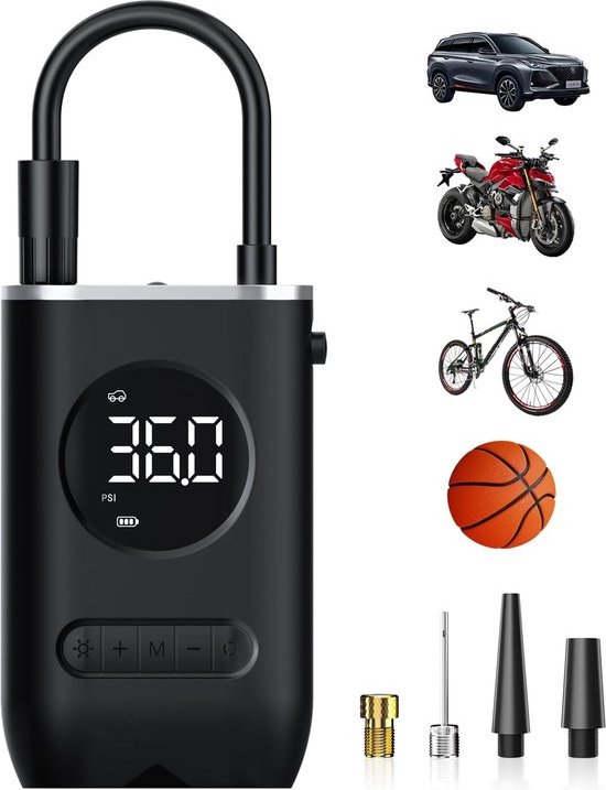 Draagbare Draadloze Compressor Bandenpomp - luchtcompressor - 150PSI - USB oplaadbaar... | bol