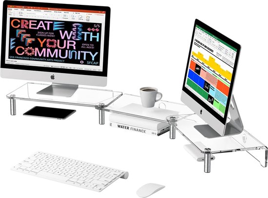 Monitorstandaard verhoger, metalen computerstandaard - Dual Monitor ...