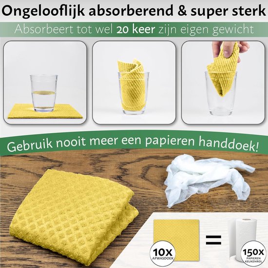 Zweedse vaatdoek | Milieuvriendelijk & Duurzaam Biologisch afbreekbare ...