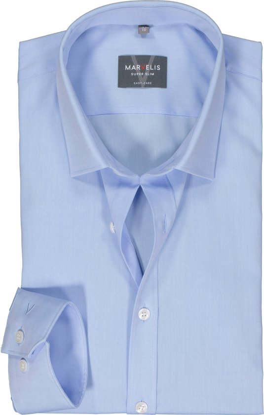 MARVELIS super slim fit overhemd - mouwlengte 7 - popeline - lichtblauw ...