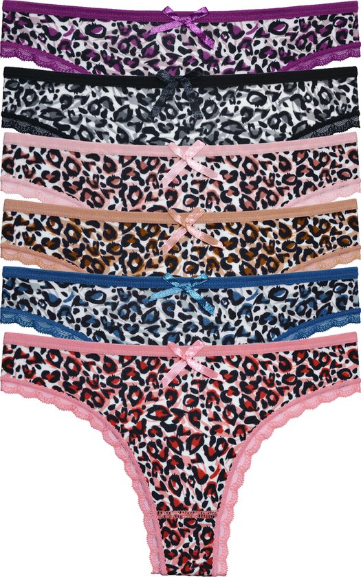 Fine Woman - Strings Maat M - 5-Pack - Tijgerprint | bol