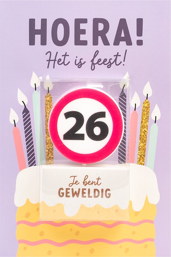 Verjaardagskaart met kaars | 26 jaar | Je bent geweldig | bol