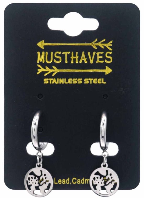 Oorbellen met Hanger - Oorringen - RVS - 3 cm - Zilverkleurig | bol