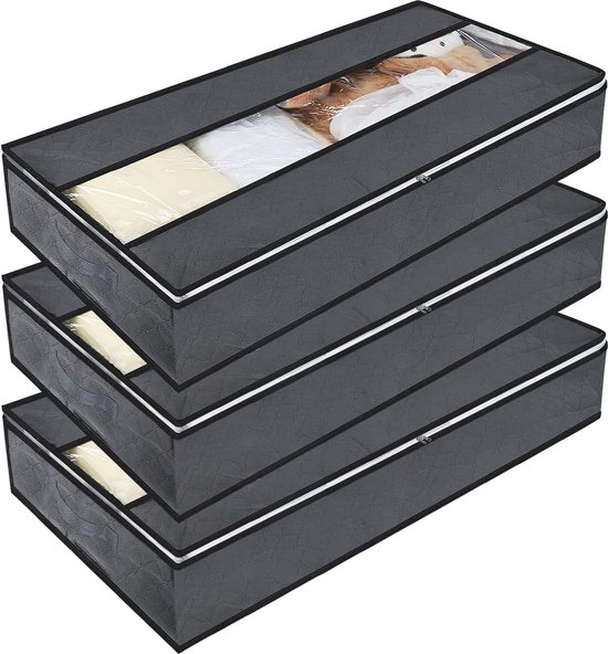 Onderbedcommode met kijkvenster, 3 stuks, (100 x 50 x 18 cm), platte opbergtas voor... | bol
