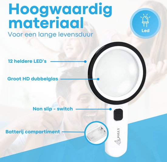 FOXLY® Vergrootglas met LED Verlichting - Leesloep voor Volwassenen en ...