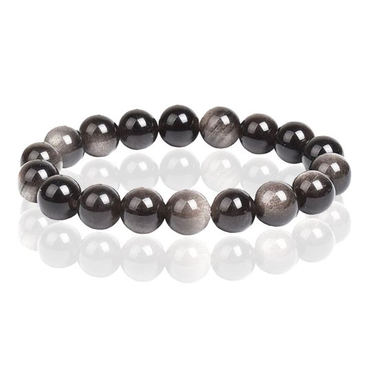 Memphis Natuursteen Armband 10mm - Silver Obsidian | bol