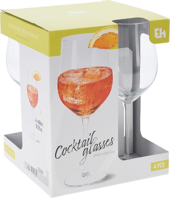 Excellent Houseware Cocktailglazen - set 4x - 600 ml - gin tonic ...