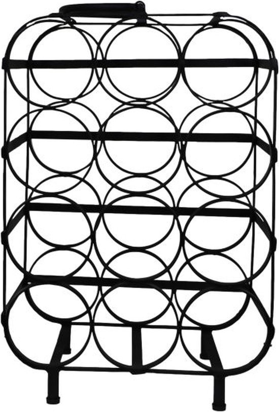 Padilla Wijnrek - 35x25x50 cm - Zwart - Metaal - wijnrek muur, wijnkast ...