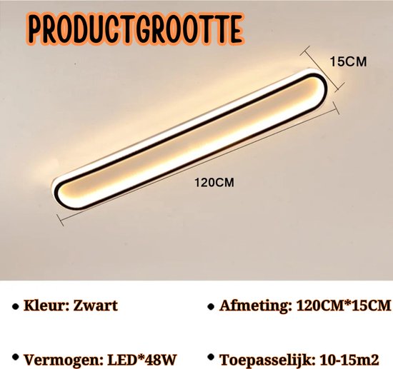 Dimbare LED Plafondlamp - Moderne Lange Plafondlamp voor Hal en ...